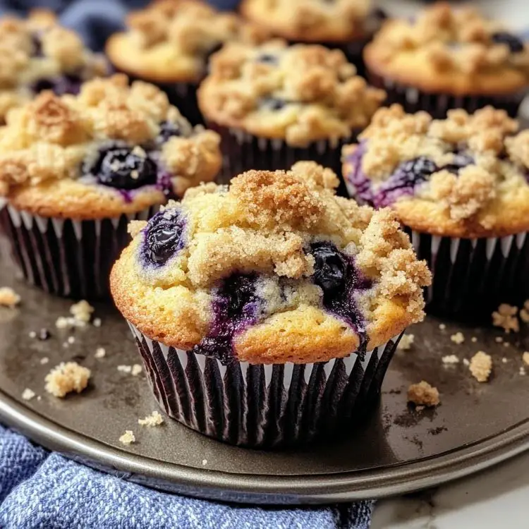 Moist Blueberry Muffins with a Sweet Crumb Topping - Xpress Recipes