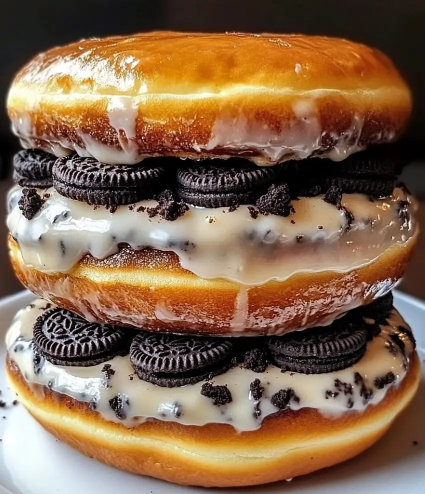 Oreo Cheesecake Stuffed Donut Burger - Xpress Recipes
